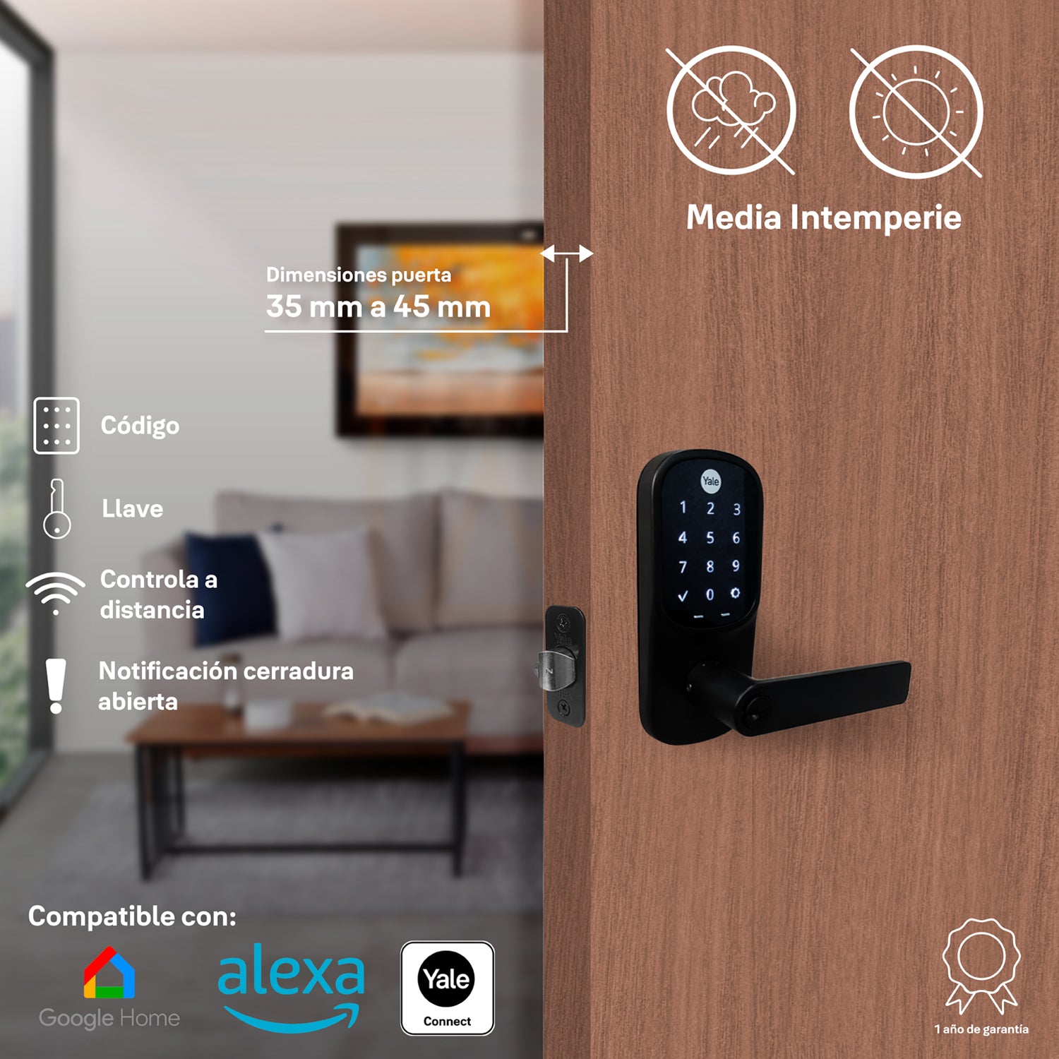 Cerradura digital electrica yale YRL226 negro con hub y módulo incluido ...